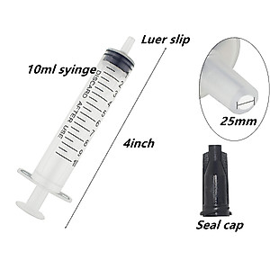 30 Pack 10ML Plastic Syringe Luer Slip with Cap, Great for Measuring, Refilling Watering and Pets Feeding(Non-sterile) (10ML)