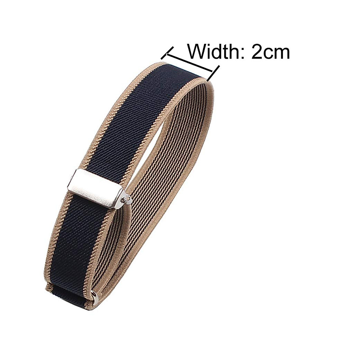 lasenersm 4 Pieces (2 Pairs) Unisex Elastic Adjustable Armbands Anti-Slip Shirt Sleeve Holders Adjustable Arm Shirt Garters Hold Up Sleeve Garters Elastic Armbands, Blue with Beige Edge