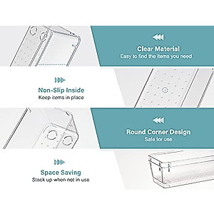 Kootek 22 Pcs Clear Plastic Drawer Organizer Set, 4-Size Bathroom Drawer Organizers Non-Slip Desk Dividers Trays, Versatile Storage Bins for Makeup, Jewelry, Vanity, Bedroom, Kitchen, Office