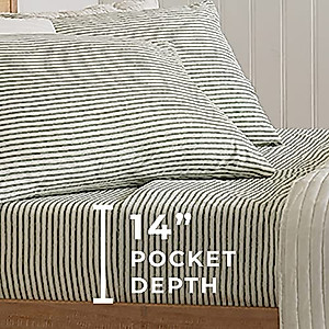 Great Bay Home 4-Piece Stripe Printed Ultra-Soft Microfiber Sheet Set. Wrinkle Free, Comfortable, All-Season Bed Sheets. Evette Collection (Full, Stripe - Sea Foam)