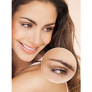 Mudder 12 Pieces 16 Gauge Stainless Steel Belly Lip Ring Eyebrow Studs Cartilage Tragus Cubic Zirconia Barbell Body Piercing, 2 Styles