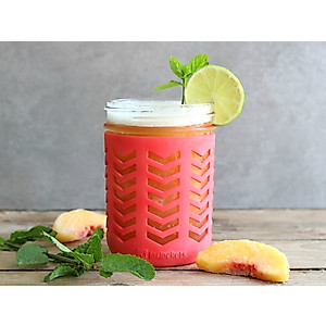 JarJackets Silicone Mason Jar Protector Sleeve - Fits Ball, Kerr 16oz (1 pint) WIDE-Mouth Jars | Package of 4 (Multicolor) …