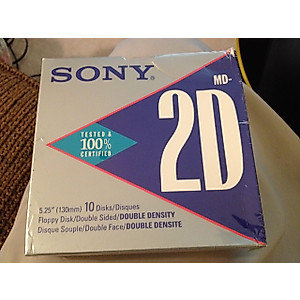 Sony MD-2DA Double-Sided Double Density 500KB 5.25 Floppy Disks (10-Pack)