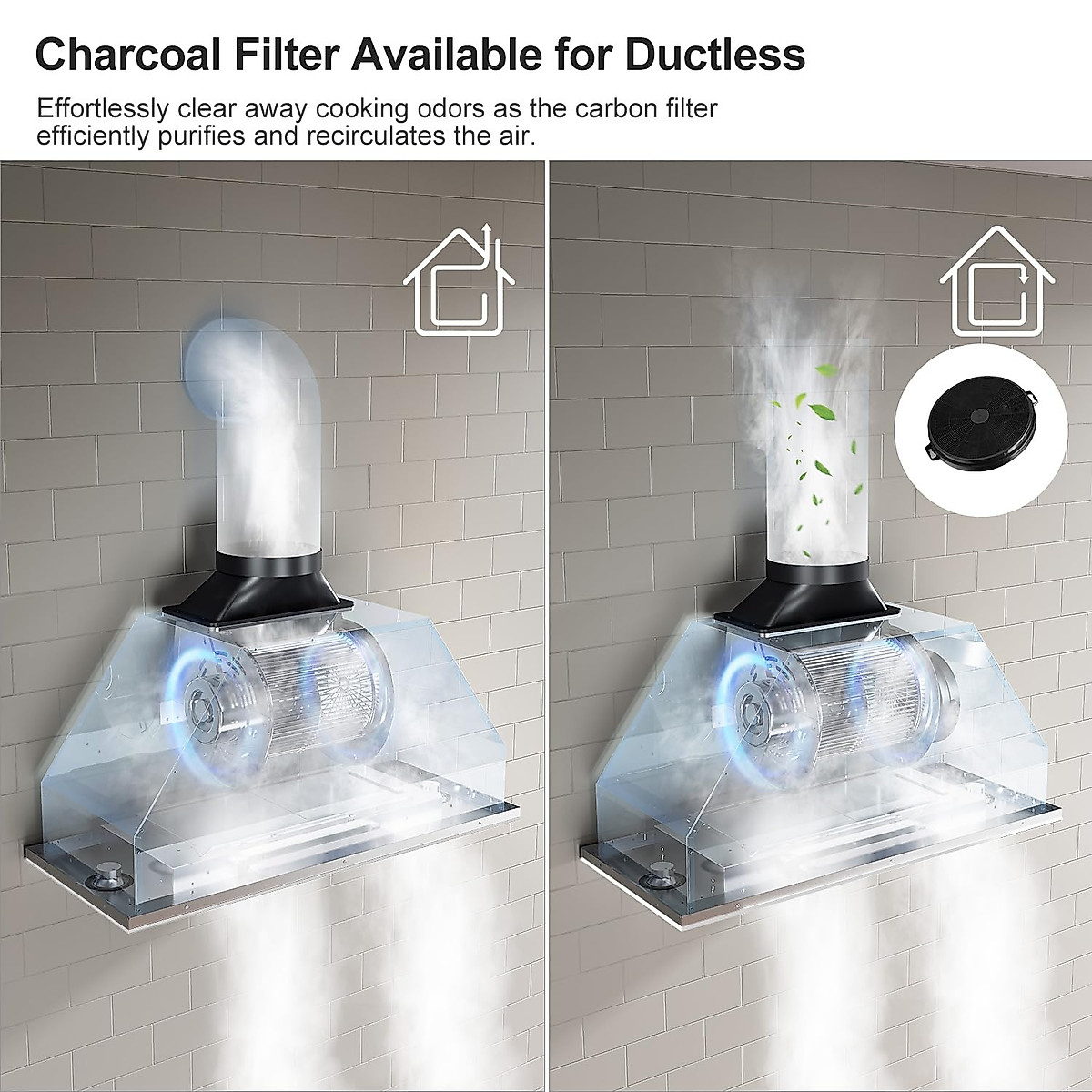 IKTCH New 30" Range Hood Insert, 900 CFM Ducted/Ductless Range Hood with 4 Speed Fan, White Stainless Steel & Tempered Glass Range Hood 30 inch with Gesture Sensing&Touch Control Making life Smarter