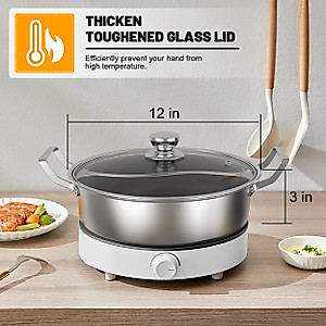 MyLifeUNIT Shabu Shabu Pot, 4.5 Qt Stainless Steel Hot Pot with Weldless Divider, 12 Inches Dual Sided Soup Cookware Pot for Induction Cooktop, Gas Stove