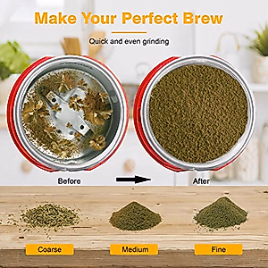 Herb Grinder Electric, Turimon Large Herbal/Coffee Grinders / Mill / Crusher for Spice and Herbs With Cleaning Brush - Black - 4.2 oz Capacity