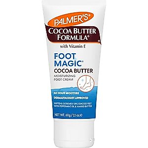 Palmer's Cocoa Butter Formula Foot Magic Moisturizing Foot Cream for Dry, Cracked Heels, Feet Moisturizer with Peppermint Oil & Vitamin E, 2.1 Ounces