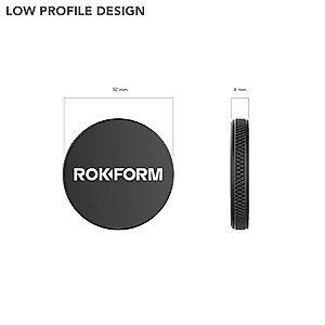 Rokform - Low Pro Magnetic Phone Mount, 1-Inch Phone Magnet for Car, 3M VHB Adhesive Holder Mounts to almost any Flat Surface, Compatible with all Rokform Cases (Black)