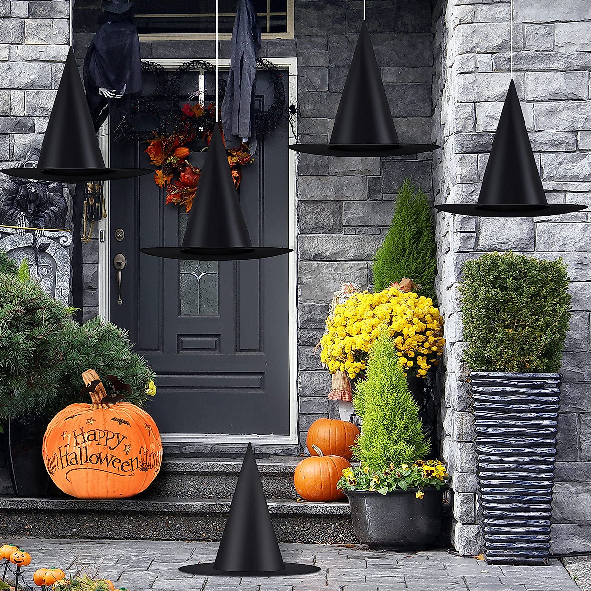 Ruisita 12 Pieces Halloween Black Witch Hat Costume Accessories Halloween Witch Cosplay Hats for Halloween Decoration