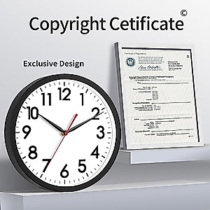 AKCISOT 12 Inch Wall Clock Silent Non-Ticking Modern Wall Clocks Battery Operated - Analog Classic Clock for Office, Home, Bathroom, Kitchen, Bedroom, School, Living Room(Black)