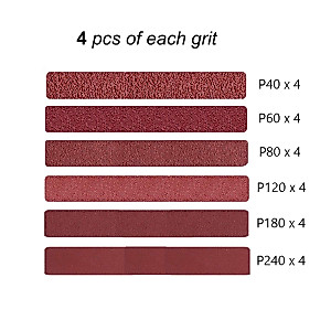 Aiyard 3/8 x 13 Inch Aluminum Oxide Sanding Belts, 4 Each of 40/60/80/120/180/240 Assorted Grits Abrasive File Belts for Air Belt Sander, 24-Pack