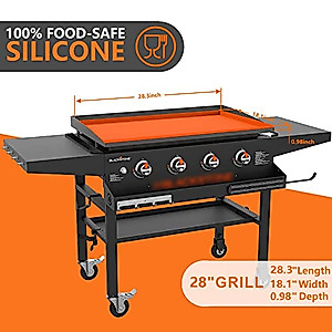 JOOKKI 17"22"28"36"Griddle Silicone Mat - Cover for Blackstone Pro Heavy Duty Food Grade Silicone Mat Protect Outdoor Griddle Mat Blackstone Mats for Grill Top（28"Orange)