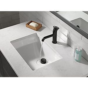 Delta Faucet Trinsic Matte Black Bathroom Faucet, Single Hole Bathroom Faucet, Single Handle Bathroom Sink Faucet Black, Diamond Seal Technology, Drain Assembly, Matte Black 558-BLMPU-DST
