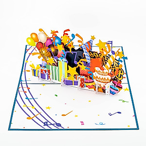 iGifts And Cards Happy 86th Blue Birthday 3D Pop Up Greeting Card – Awesome 86 Birthday Card For Man, Woman, Happy Eighty Six Birthday Gift For Dad, Mom, Husband, Wife Present, 5" X 7"