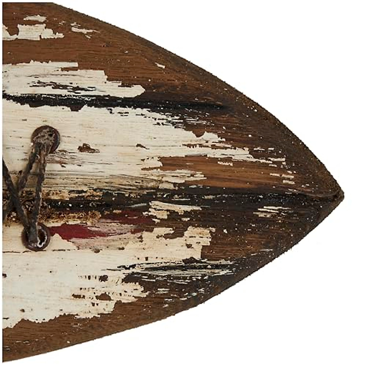 Deco 79 Wood Surfboard Handmade Distressed Fish Shaped 3 Hanger Wall Hook with Metal Accents, 23" x 2" x 7", Brown