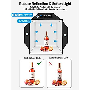 OBEST Upgrade Professional Light Box, 16" x 16" Photo Box with Lights Portable Folding Photo Studio Light Box Photography with 4 Color PVC Backdrops & 480 LED Lights for Product Photography