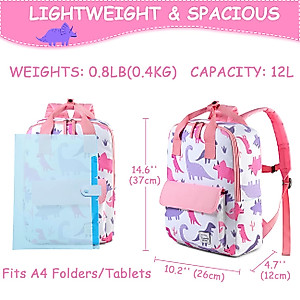 VASCHY Dinosaur Backpacks Girls, Lightweight Toddler Kids Preschool Backpack for Children