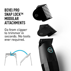 Bevel Professional Hair Clippers & Beard Trimmer for Men, Barber Supplies, Cordless Hair Clippers, Hair Trimmer for Men, 4 Hour Rechargeable Battery, Black