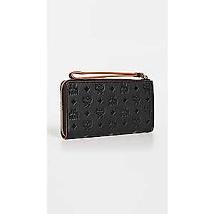 MCM Women's Klara Monogrammed Leather Zipped Wallet, Black, One Size