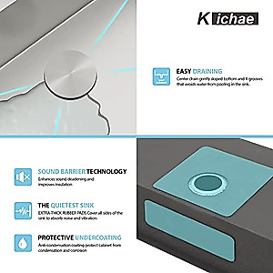 Kichae 30 Inch Farmhouse Sink Stainless Steel, Apron Front Farm Sink for Kitchen, Undermount Workstation Sink with Integrated Ledge, 30x22 Deep Single Bowl Kitchen Sink with Accessories