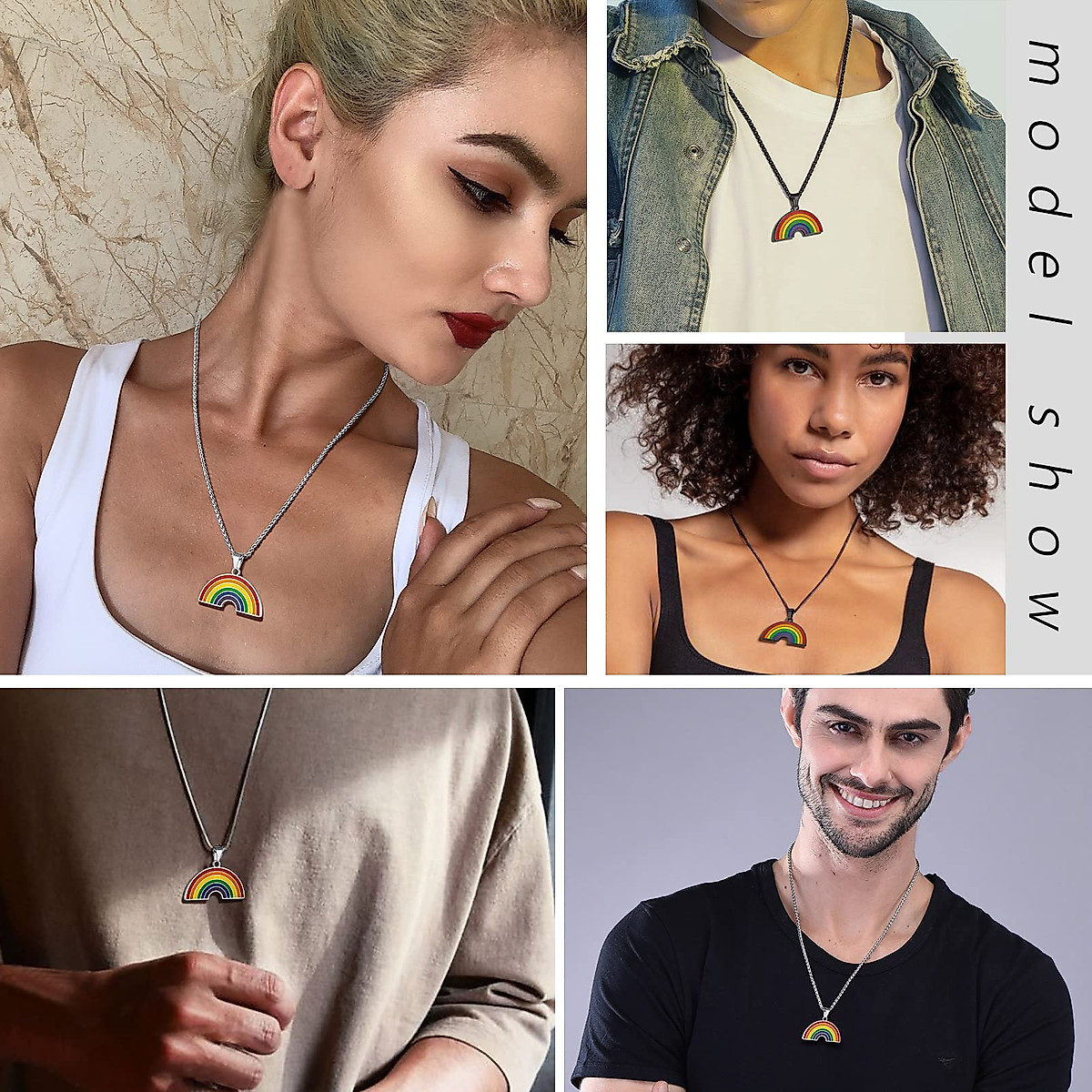 PROSTEEL Pride Month Accessories Lesbian Rainbow Necklace For Women Lgbtq Jewelry Stuff