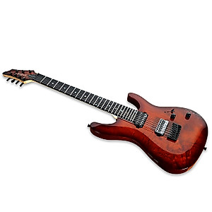 TARIO 7 String Electric Guitar Bolt_On Maple Neck Poplar Wood Body (Burl poplar top body)