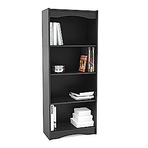 Home Square Tall 4 Shelf Wood Bookcase Set in Midnight Black (Set of 2)