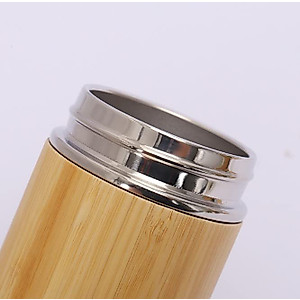 Shiok! Premium Bamboo Tea Tumbler with Strainer. 12 Oz Capacity Stainless Steel Thermos. Durable Double Walled Vacuum Insulated Travel Mug with filter- Keeps Hot & Cold up to 12hrs