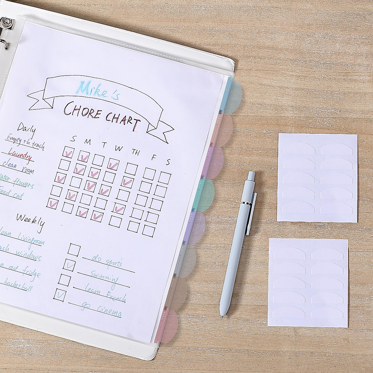 Mr. Pen- Clear Sheet Protectors with Binder Tabs, 8 Tabs, 2 Sets, Clear Binder Sheet Protectors, Clear Plastic Dividers for 3 Ring Binder, Insertable Index Page Divider Multicolor Tabs