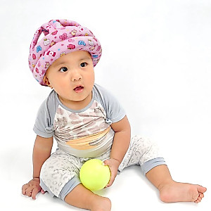 FLYPARTY Adjustable Infant Baby Toddler Protective Hat Helmet Safety Cap (Red Sweets)