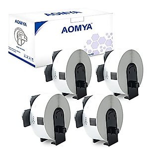 Aomya 4 Rolls DK-1201 Standard Address Shipping Label Compatible for BRO DK1201 29mm x 90mm (1-1/7" x 3-1/2") Die Cut 400 Labels with 4 Refillable Cartridge for QL Label Printer