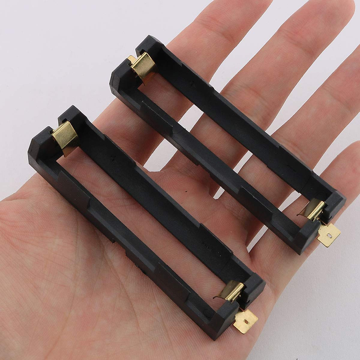 E-outstanding 2pcs 1x 18650 Series Batteries Holder Single Slot 3.7V SMD SMT Batteries Case Storage Box with Bronze Pins