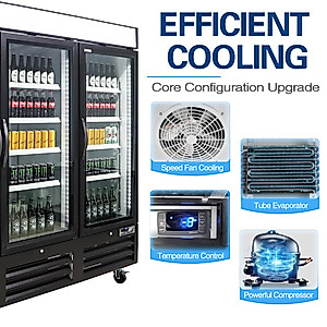 CHUMART 72 Cu. Ft Commercial Refrigerator, 81" Beverage Refrigerator with 3 Glass Door Commercial Merchandiser Refrigerator with LED Light, Display Drink Fridge for Shop, Bar