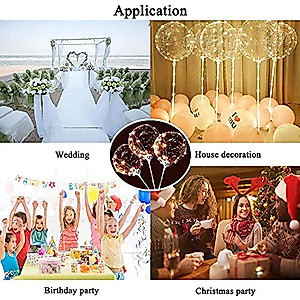 10 Pack LED Bobo Balloons with Stick and Pump,Transparent LED Light Up Balloons, Helium Glow Bubble Balloons with String Lights for Party Birthday Wedding Festival Decorations (Warm white)