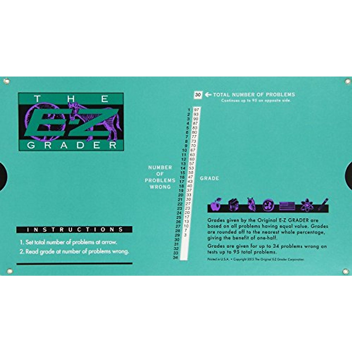 Grading Calculator - E-Z Grader Teacher's Aid Scoring Chart (Original) - 8-1/2" x 4-3/4"