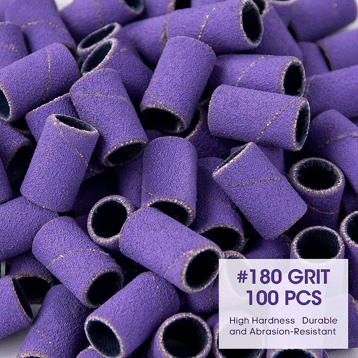 krofaue Sanding Bands Nail Drill Bits Professional Drill Bits Set for Nails 100pcs Sanding Bands Extreme Fine #180 Grits for Acrylic Nails Gel Manicures and Pedicure with 3/32" Mandrel Bit