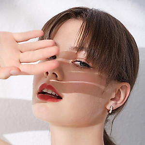 White Gold Plated Fire Opal Bezel Setting Birthstone Hoop Earrings