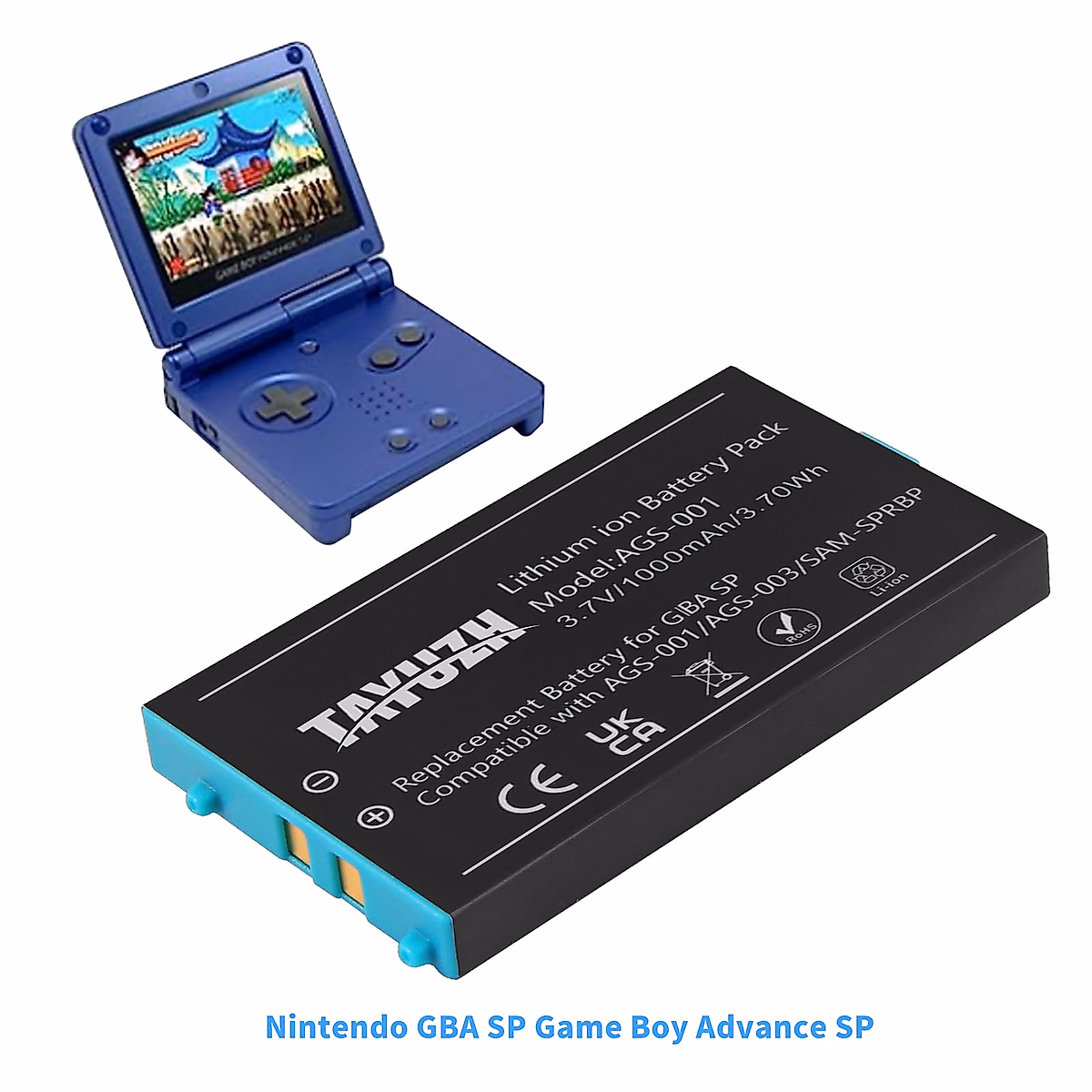 TAYUZH Battery for Game Boy Advance SP, 1000mAh Rechargeable Lithium-ion Battery for Nintendo Gameboy Advance SP GBA SP AGS-001, SAM-003