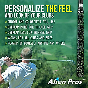 ALIEN PROS Golf Grip Wrapping Tapes (3-Pack) - Innovative Golf Club Grip Solution - Enjoy a Fresh New Grip Feel in Less Than 1 Minute (3-Pack, Black Cubic)