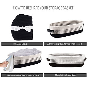 Oradrem Cotton Rope Toilet Basket Bathroom Decor Baskets, Toilet Paper Holder Basket, Farmhouse Home Decor Organizing Small Baskets 13"x5.9"x4" Black