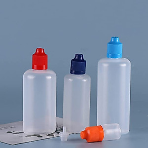 SmaUnicorn 20pcs x 100ml (3.4oz) LDPE Empty Squeezable Liquid Dropper Bottles Eye Dropping Containers with Mixed CRC Caps Free Funnels Pipettes Blank Labels