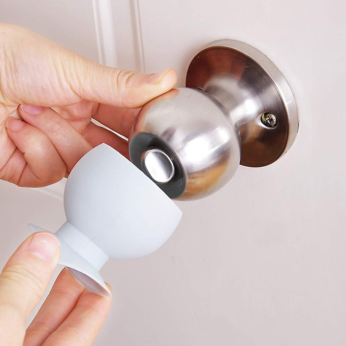 Exttlliy 2 Pack Silicone Door Handle Cover Wall Protectors Durable Door Handle Bumper Doorknob Cover Children Safety (Blue)