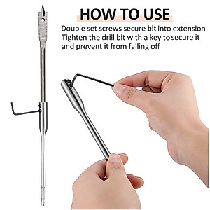 1/4 Drill Bit Extension Set 6" and 12" High-Carbon Steel Wood Spade Drill Bit Extender with 2 Pieces Key Spade Bit Extension Set for Wood Turners Furniture Carpentry and Construction(4PCS)