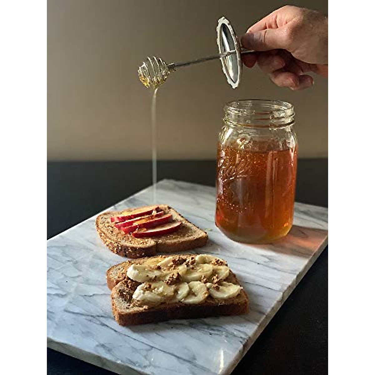 Jarware Honey Dipper, Wide Mouth, Silver