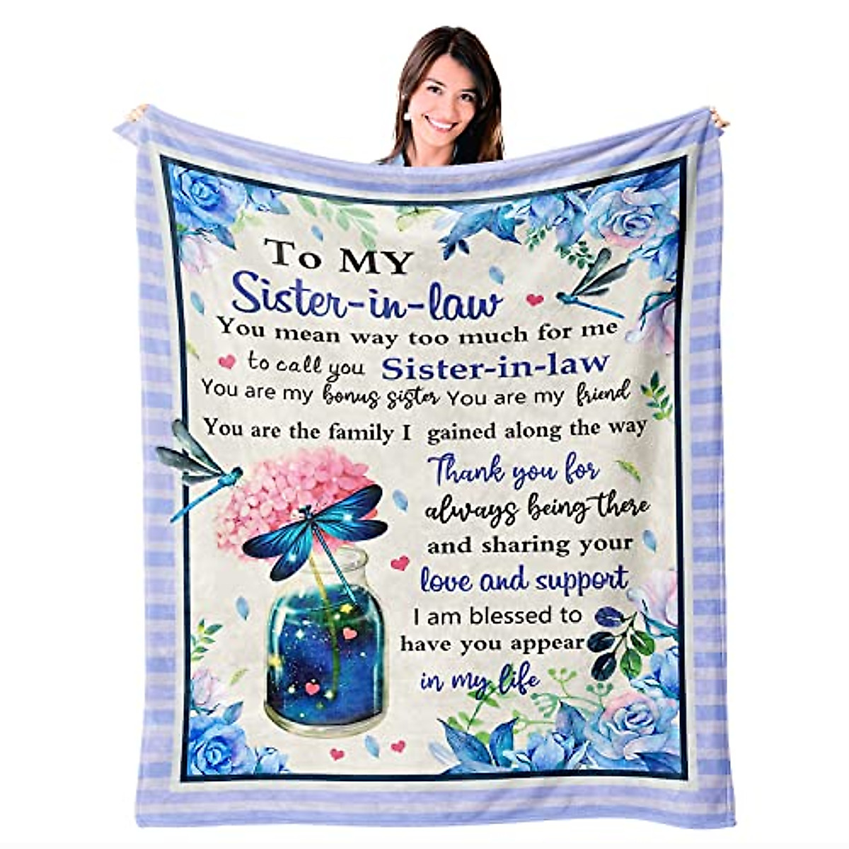 Sister in Law Gifts Blanket Gifts for Sister in Law Bonus Sister Gifts for Birthday Christmas Wedding Engagement, Throw Blankets Flannel Fleece Soft Warm Cozy for Bed Sofa Couch 50”x60”