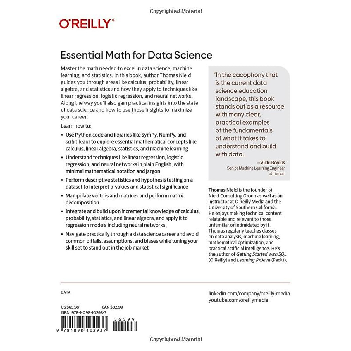Essential Math for Data Science: Take Control of Your Data with Fundamental Linear Algebra, Probability, and Statistics