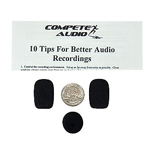Compete Audio CA525 Small Foam Microphone Windscreens (Microphone Covers) 3-Pack for Telex Airman, Other Headset/Lapel (Lavalier)