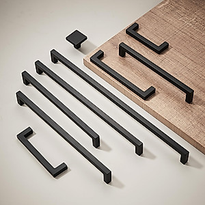 TUNNY 10 Pack Square Solid Cabinet Knobs - Matte Black Furniture Hardware Handles for Kitchen Cabinets Bedroom Dresser Wardrobe Cabinet Pulls