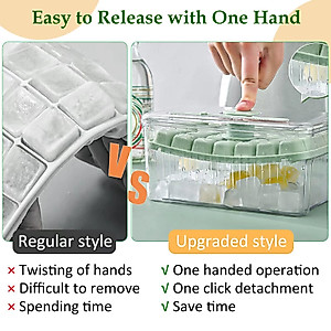 J.Y.Memorize Mini Ice Cube Trays for Freezer, Ice Cube Tray with Lid and Bin, 2 Pack 56 PCS Small Ice Cube Mold with Ice Scoop for Whiskey, Cocktail, Coffee and Kids DIY