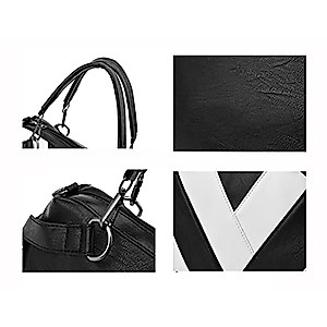 YAQUNICER Women Large-capacity Soft Synthetic PU Leather Portable Shoulder Top-Handle Handbags Tote Hobo Clutches-Black